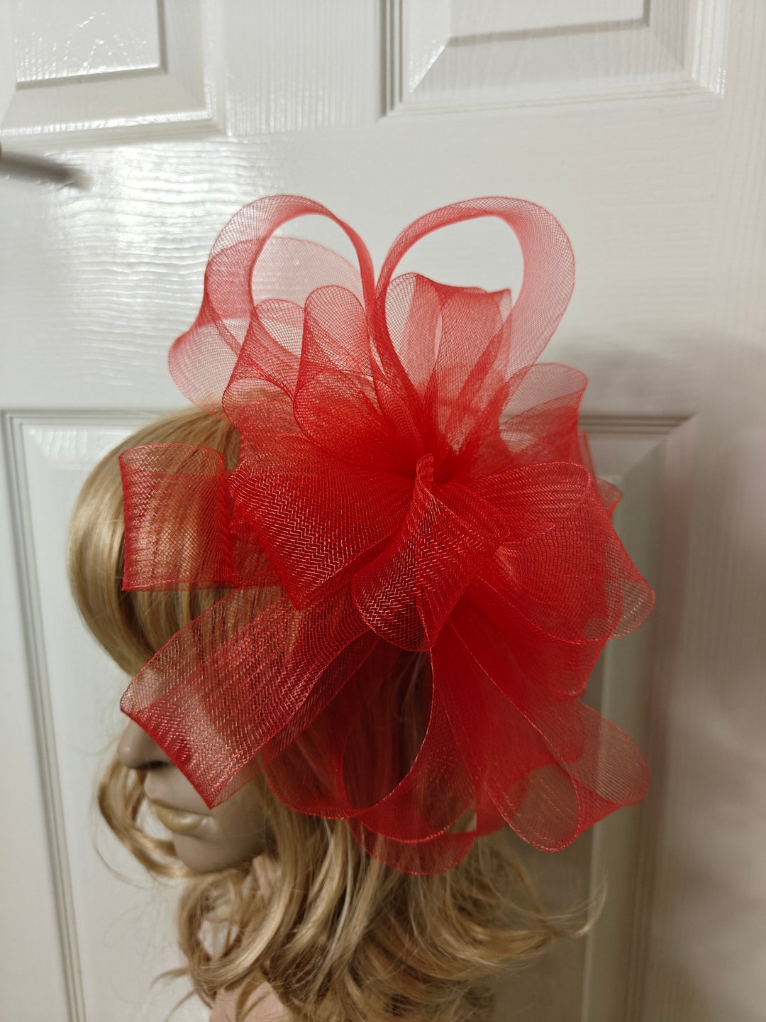 Red Crin Flower Fascinator Wedding Hat on Headband ( Can Change Into ...