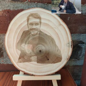 Personalised Custom Made Wood Tree Trunk Engraving Plaque Stand Photo ...