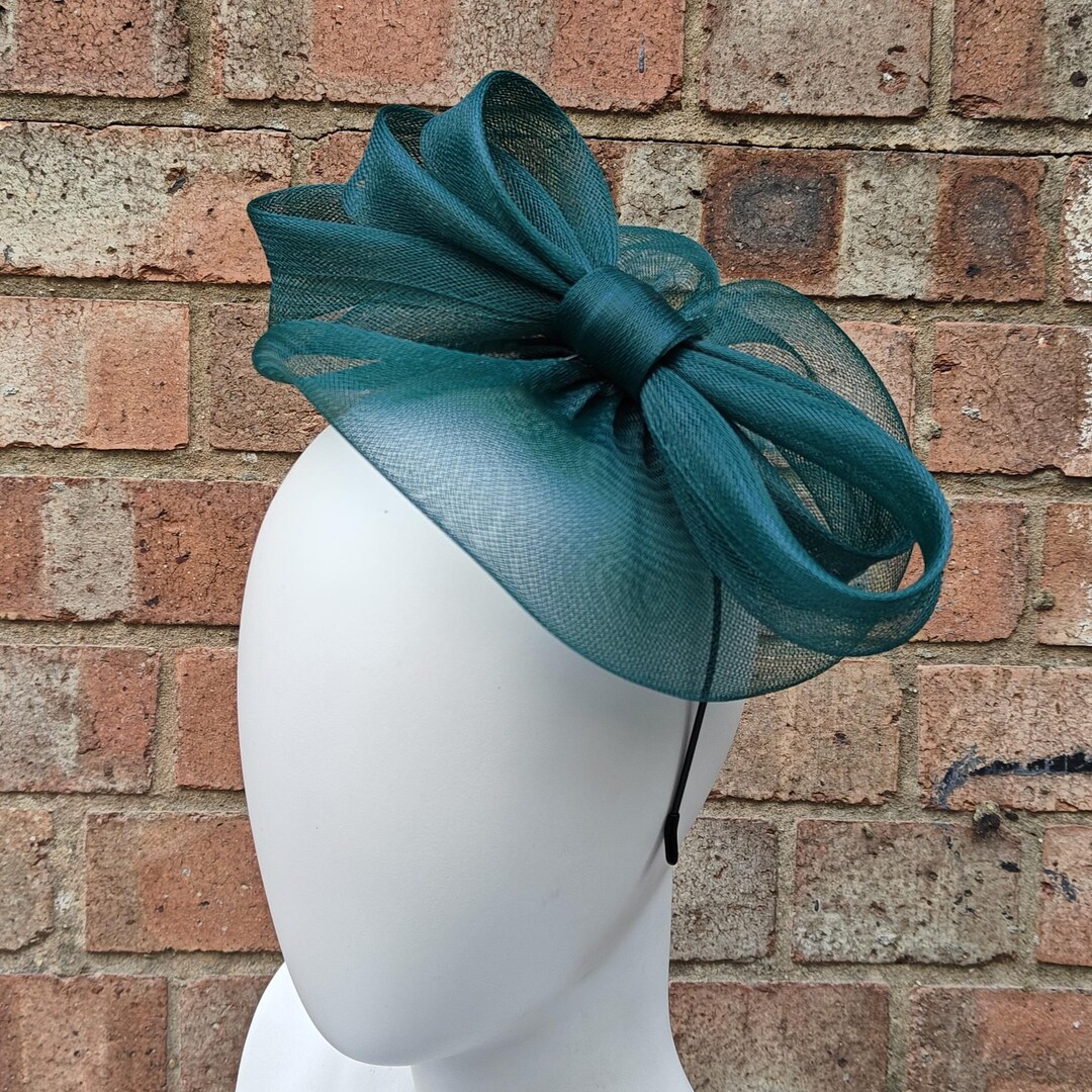 Dark Green Handmade Crinoline Fascinator Wedding Hat on Headband ( Can ...