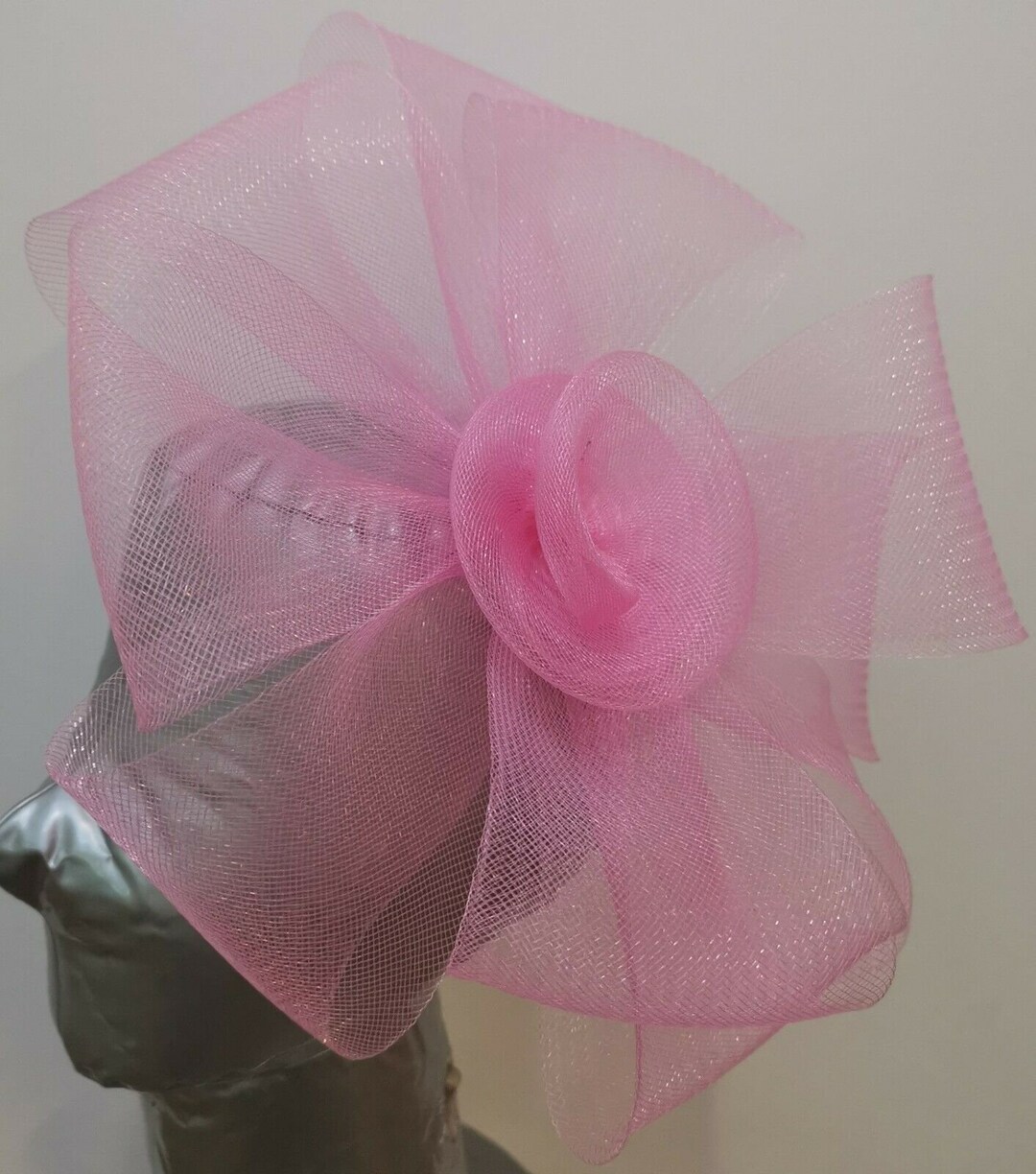 Bubble Gum Pink Crin Fascinator Wedding Hat on Headband ( Can Change ...