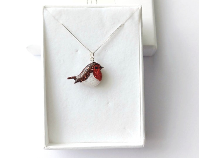 Handmade Glitter Robin Pendant With Sterling Silver Chain - Etsy UK