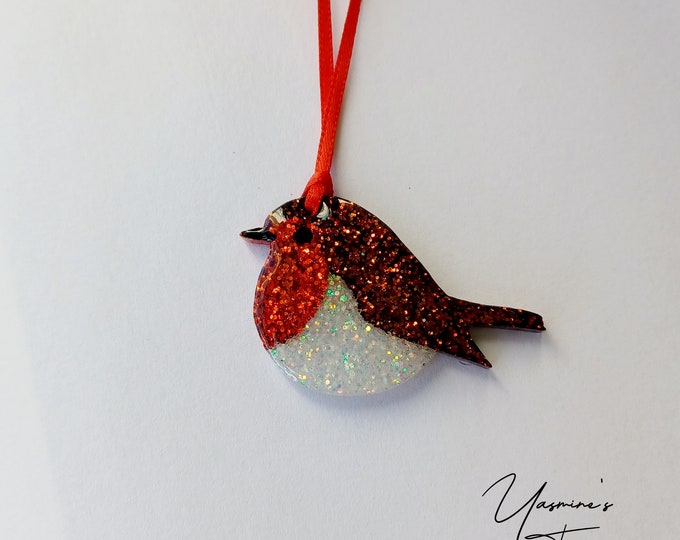 Handmade Small Glitter Robin Christmas Tree Decoration - Etsy