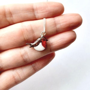 Handmade Glitter Robin Pendant With Sterling Silver Chain - Etsy UK