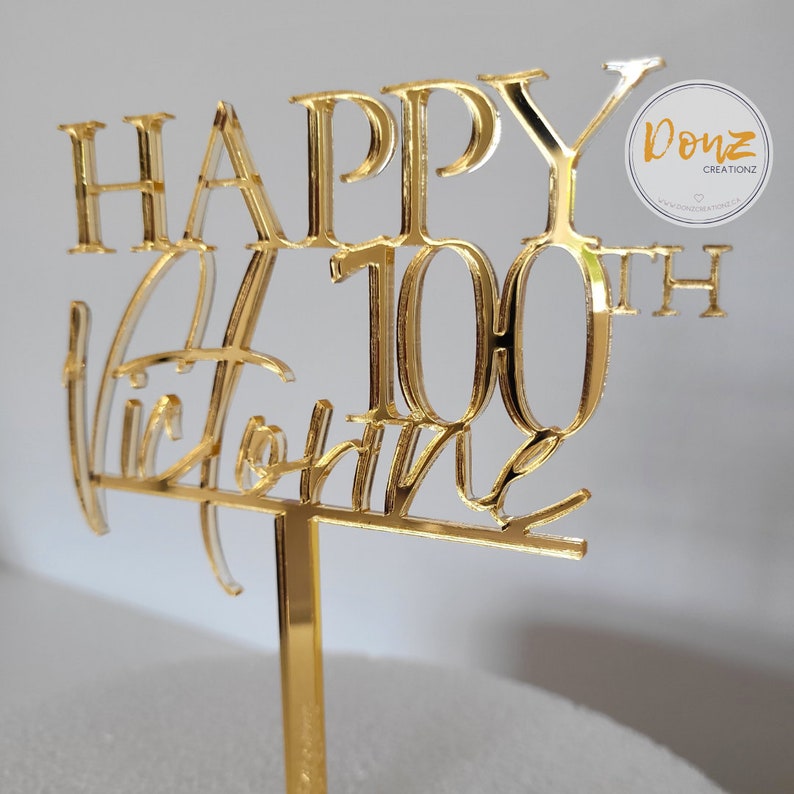 Cursive Personalized Happy Birthday Cake Topper | Acrylic | Birthday ...