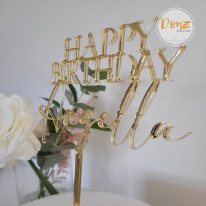 Cursive Personalized Happy Birthday Cake Topper | Acrylic | Birthday ...