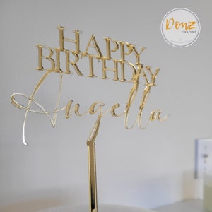 Cursive Personalized Happy Birthday Cake Topper | Acrylic | Birthday ...