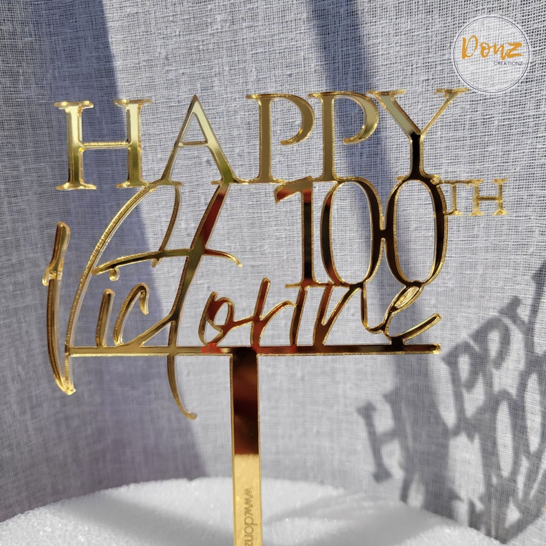 Cursive Personalized Happy Birthday Cake Topper | Acrylic | Birthday ...