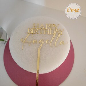 Cursive Personalized Happy Birthday Cake Topper | Acrylic | Birthday ...