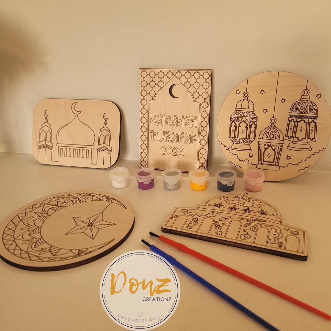 Ramadan Paint Your Own Wood Decor Wood Decor Islam Eid Mubarak Kareem ...