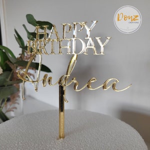 Cursive Personalized Happy Birthday Cake Topper | Acrylic | Birthday ...