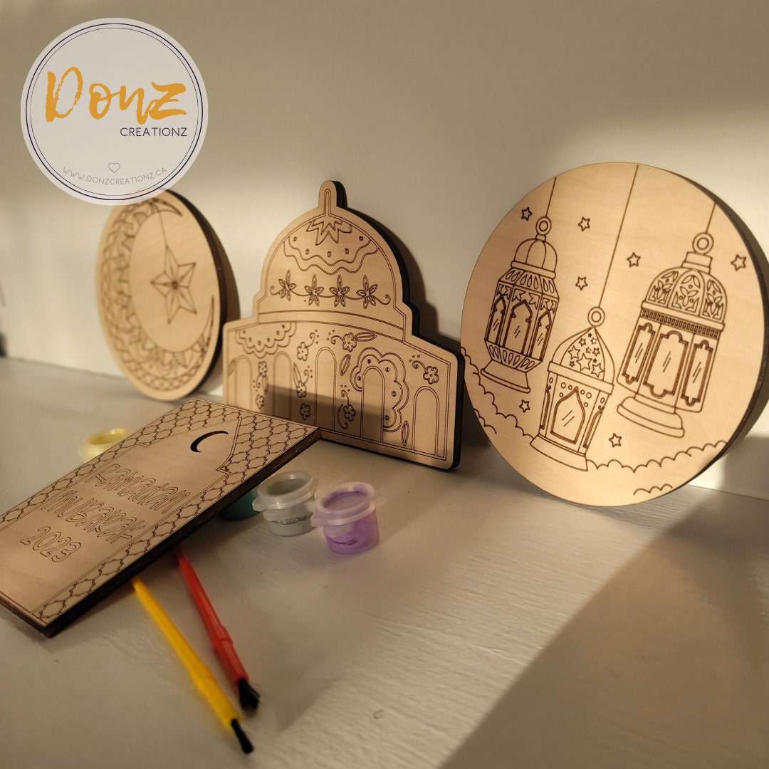 Ramadan Paint Your Own Wood Decor Wood Decor Islam Eid Mubarak Kareem ...