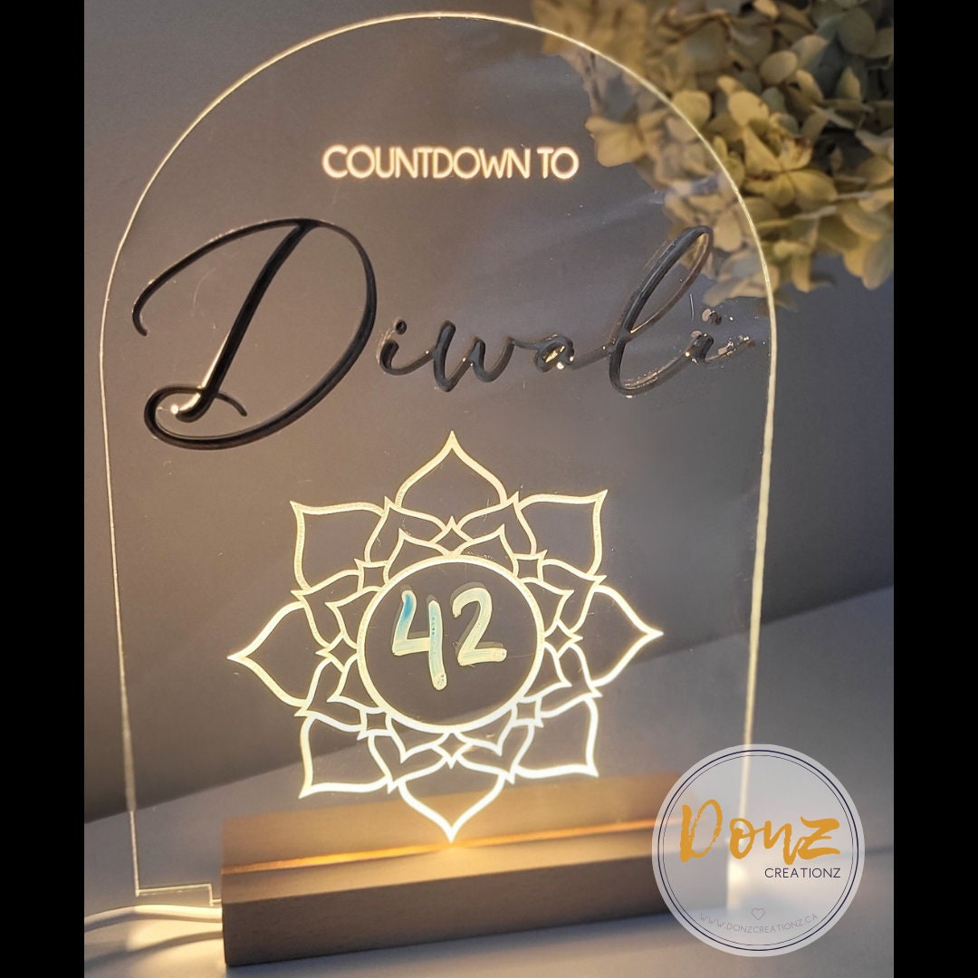 Countdown to Diwali Dry Erase Light up Décor | Acrylic | Ganesha ...