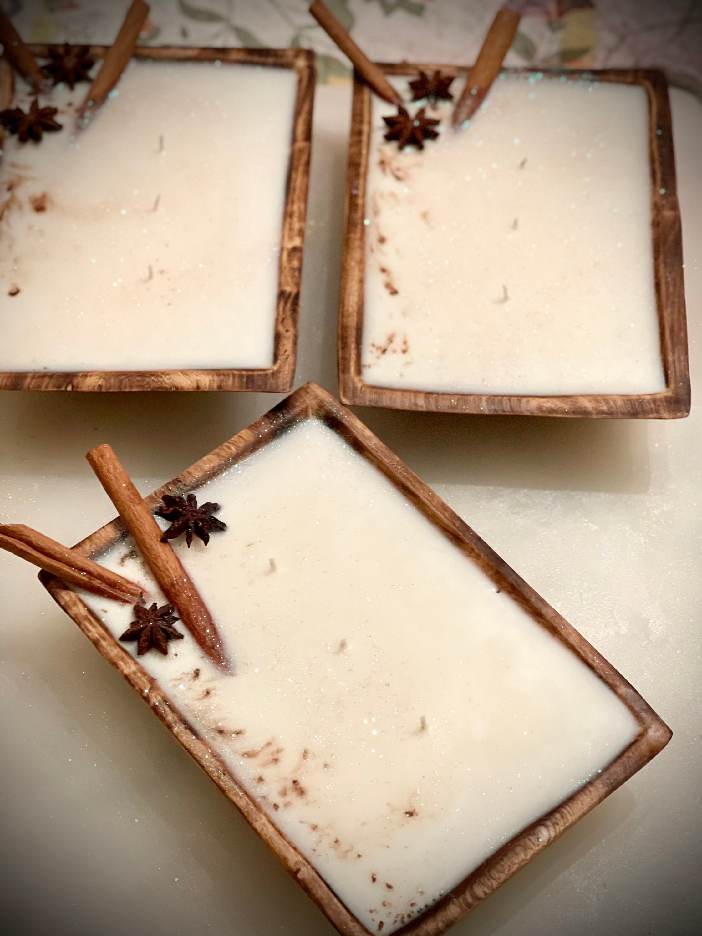 Wood Dough Bowl Candle 3 Wicks, Cinnamon Scented Soy Wax, 1lb 11oz - Etsy