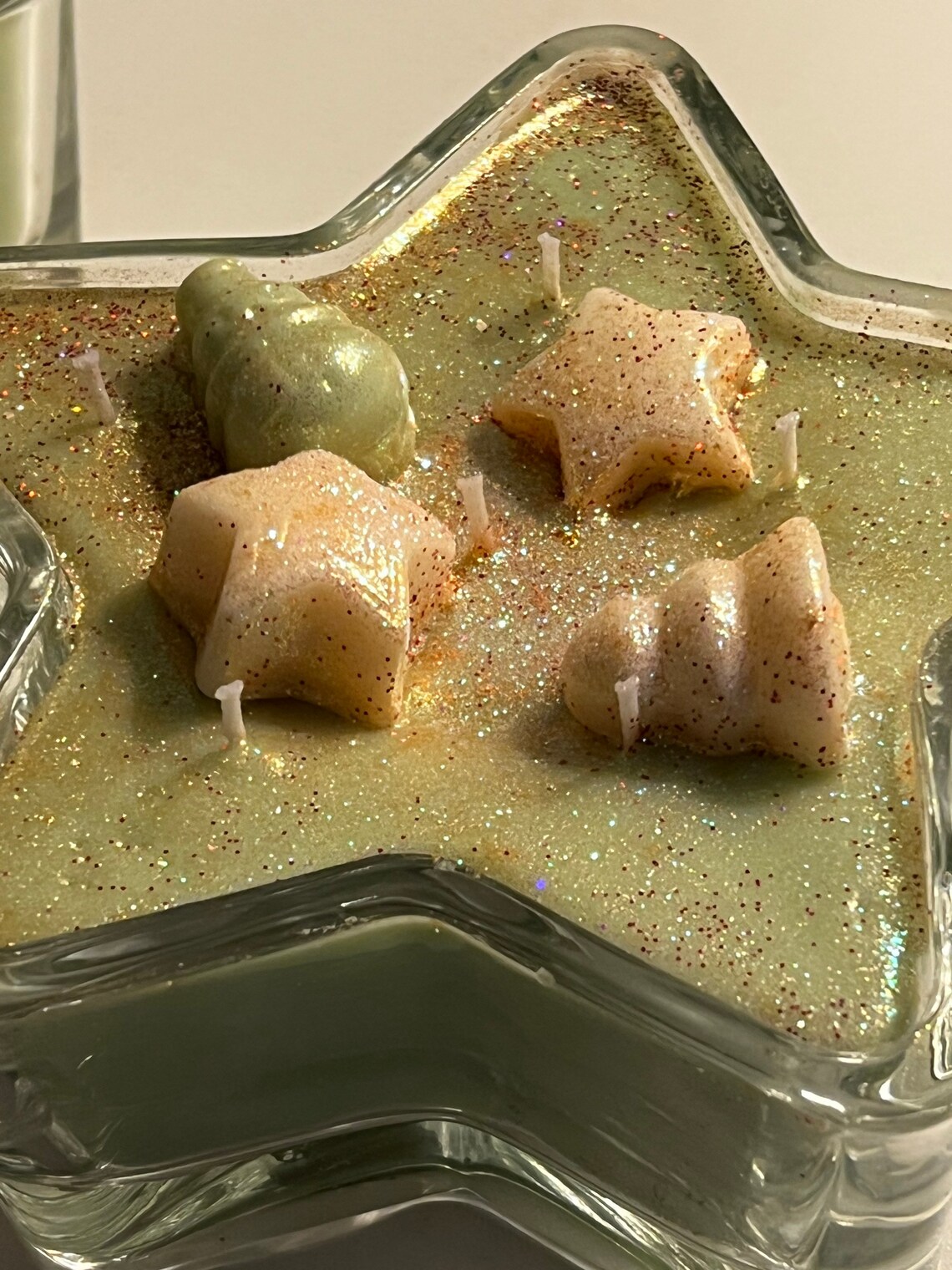 Christmas Candle in Star-shaped Glass Container - Etsy