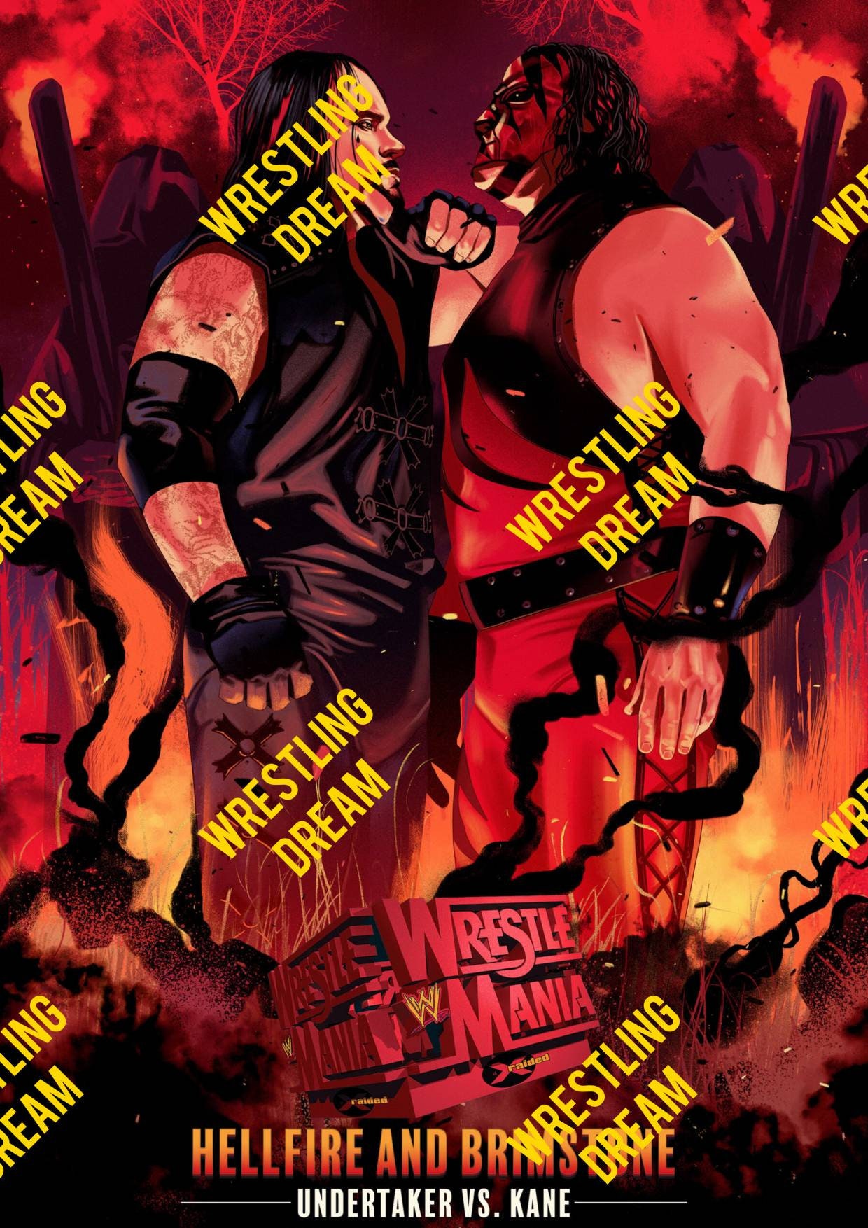 23.. WWE Wrestlemania 14 the Undertaker Vs Kane Brothers of Destruction ...