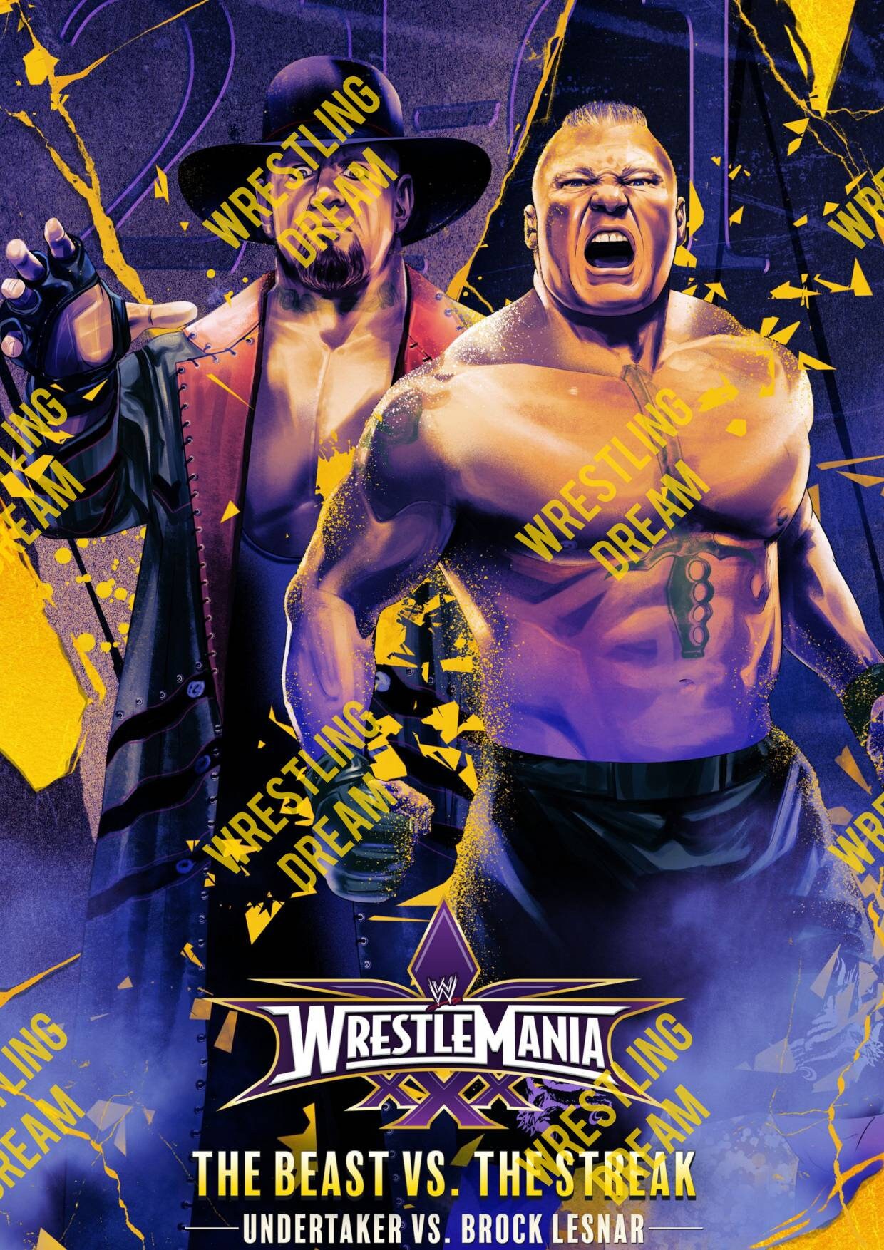 Brock Lesnar Vs Undertaker Wrestlemania 30 Poster