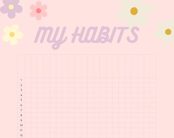 Monthly Habit Tracker Printable Landscape, Habit Tracker Template ...