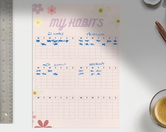 Monthly Habit Tracker Printable Landscape, Habit Tracker Template ...