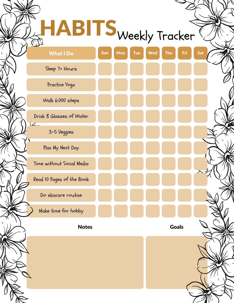 Weekly Habit Tracker Printable| Downloadable| Minimal Weekly Schedule ...
