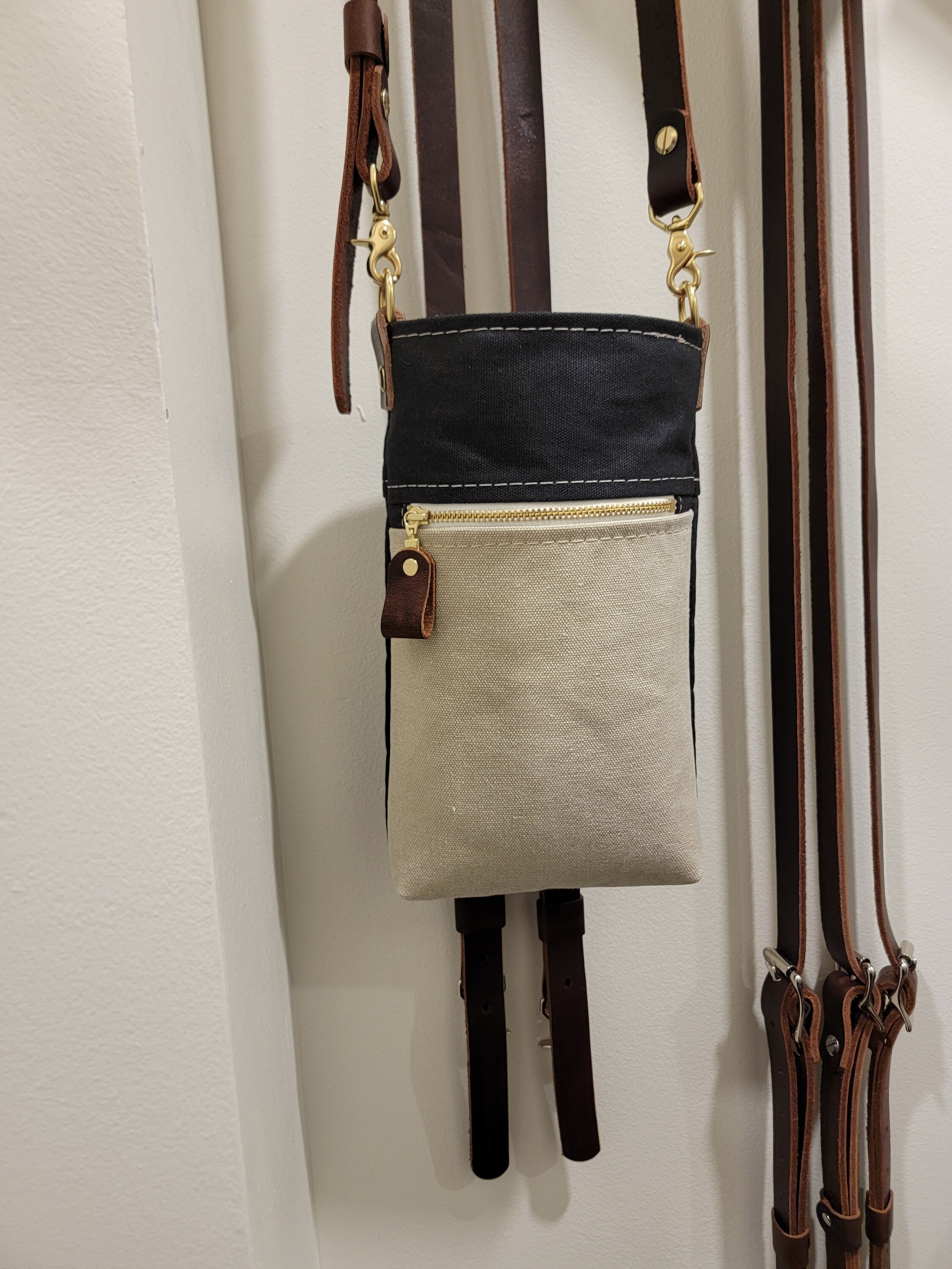Crossbody Phone Bag, Large Phone Bag, Waxed Canvas & Stone Washed ...