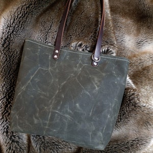 Forest Green Waxed Twill Shopper Bag, Forest Green Market Bag, Forest ...