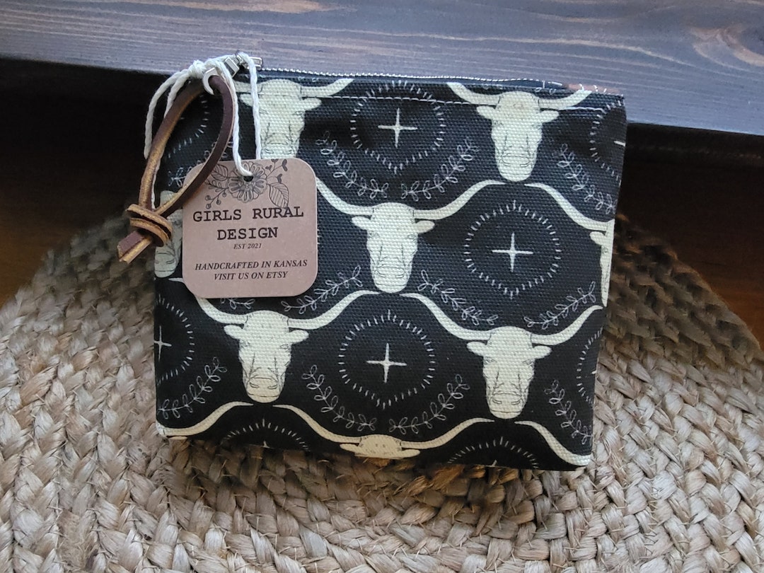 Longhorn Steer Canvas Pouch: Rustic Country Design - Etsy