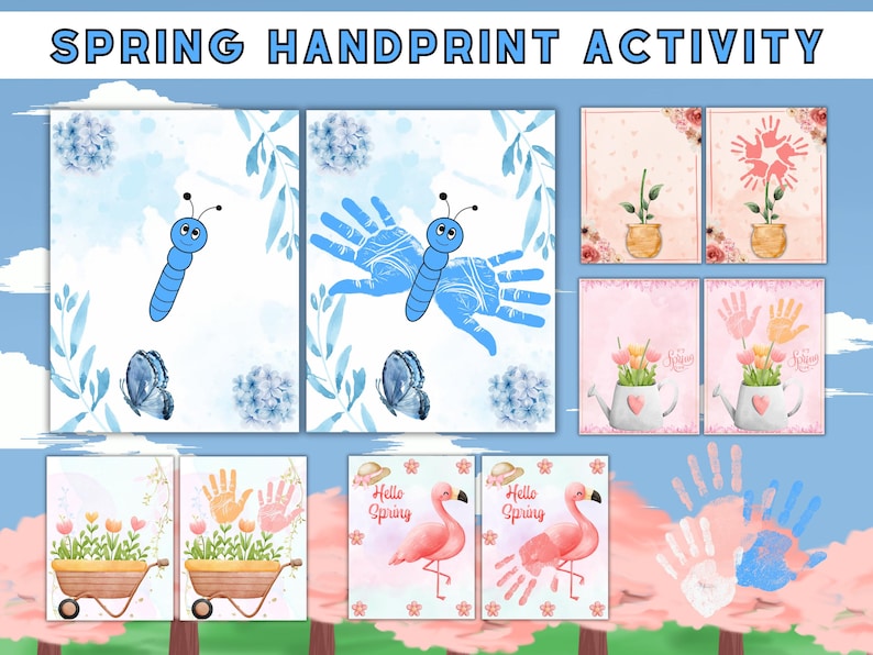 Spring Handprint Art Activity Kit | Fun DIY Craft for Kids | Printable ...