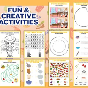 Printable Little Chef Activity Pack for Kids Cooking Worksheets, Career ...