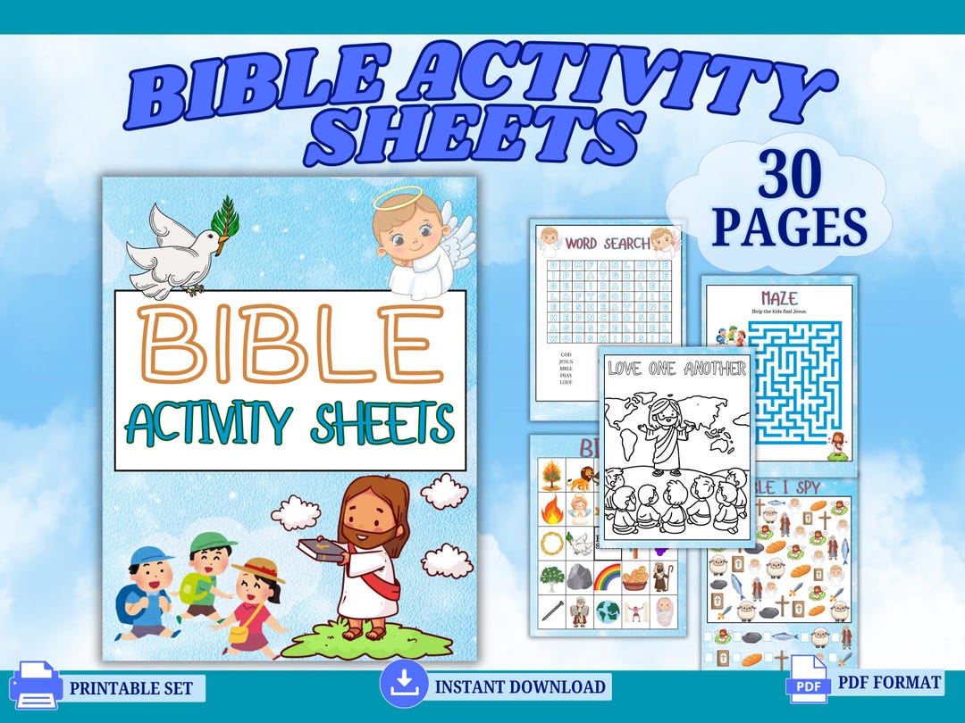 Bible Activity Bundle for Kids – 30 Printable Word Searches, Bingo ...