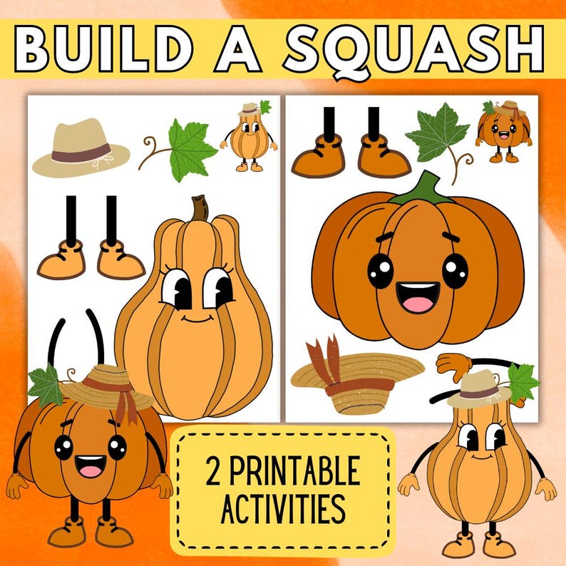 Build a Squash Printable Fall Craft for Kids, Thanksgiving Pumpkin ...