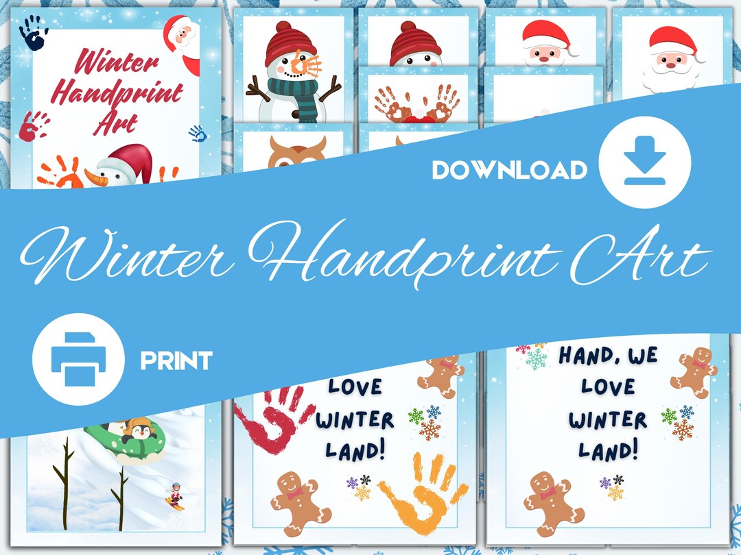 Printable Winter Handprint Art , Winter Craft, Kids Handprint Art Craft ...