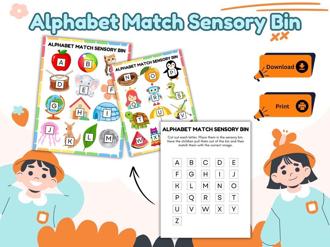 Alphabet Match Sensory Bin Printable Learning Activity for Kids Fun ABC ...