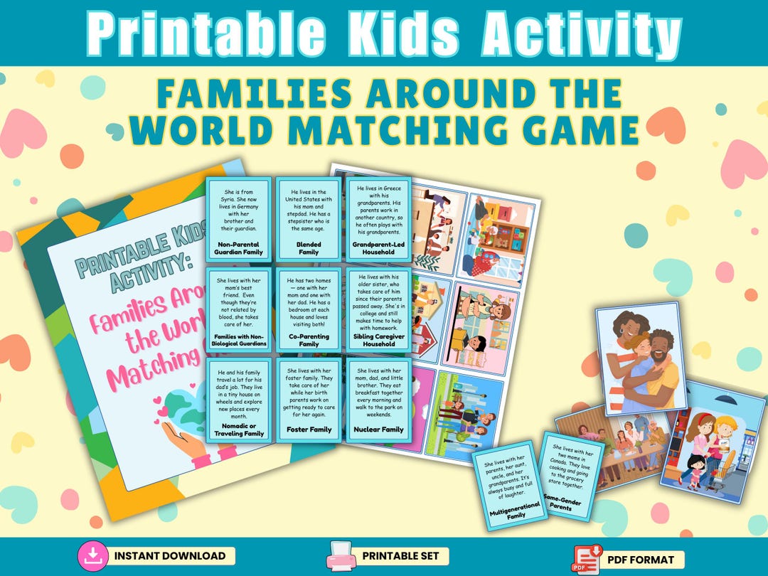 Families Around the World Matching Game | Printable Kids Activity ...