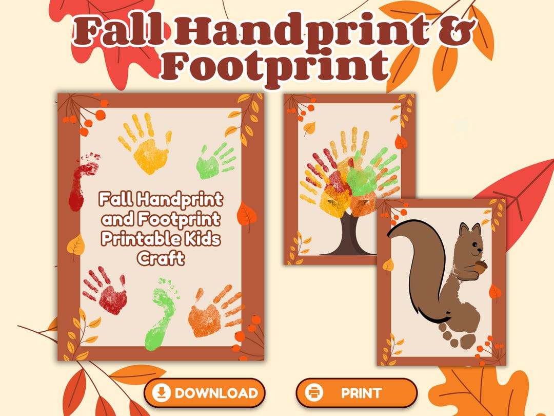 Fall Handprint & Footprint Craft Kit | Printable Autumn Keepsake | Kids ...