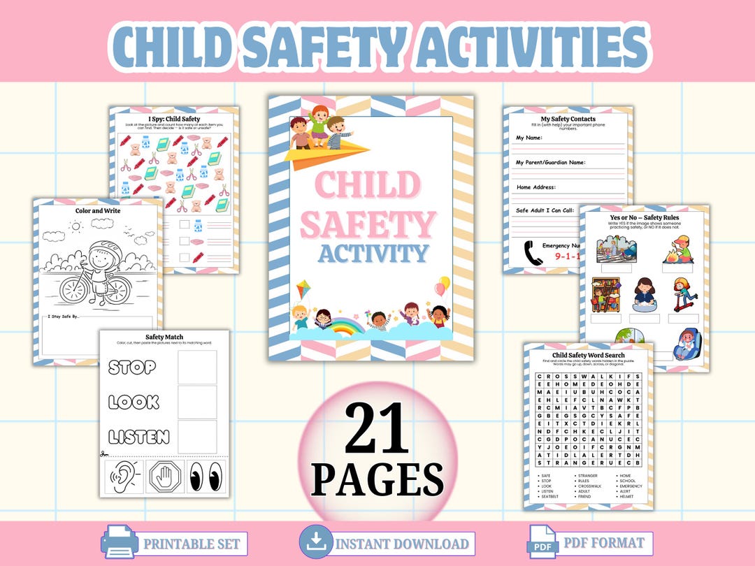 Child Safety Activities for Kids | 21 Pages of Printable Safety ...