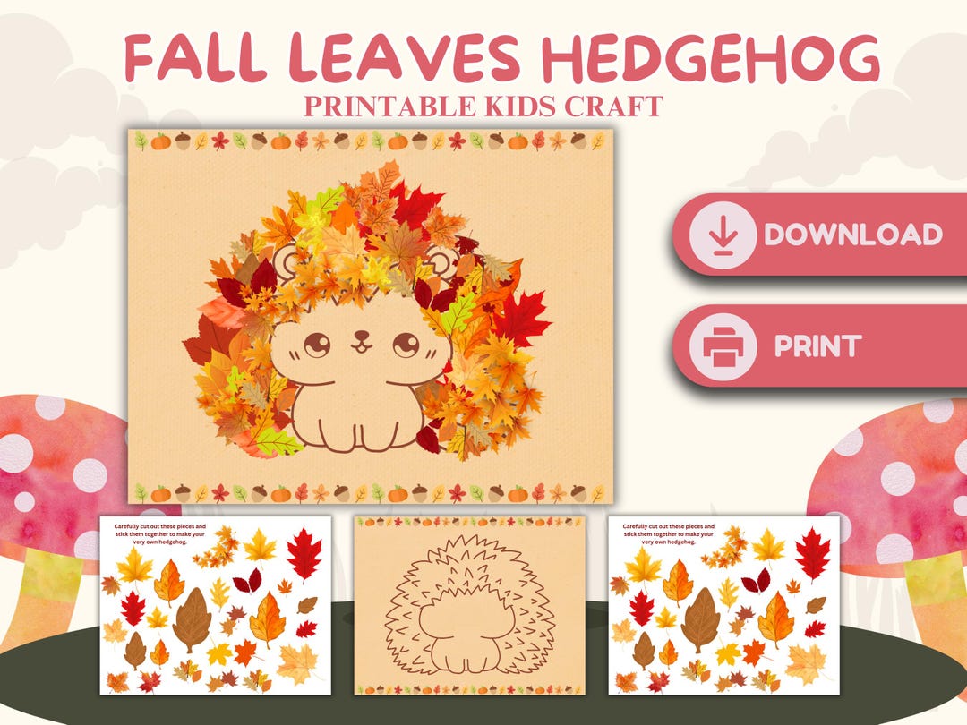 Fall Leaves Hedgehog Craft Kit | Printable Kids Activity | Autumn ...