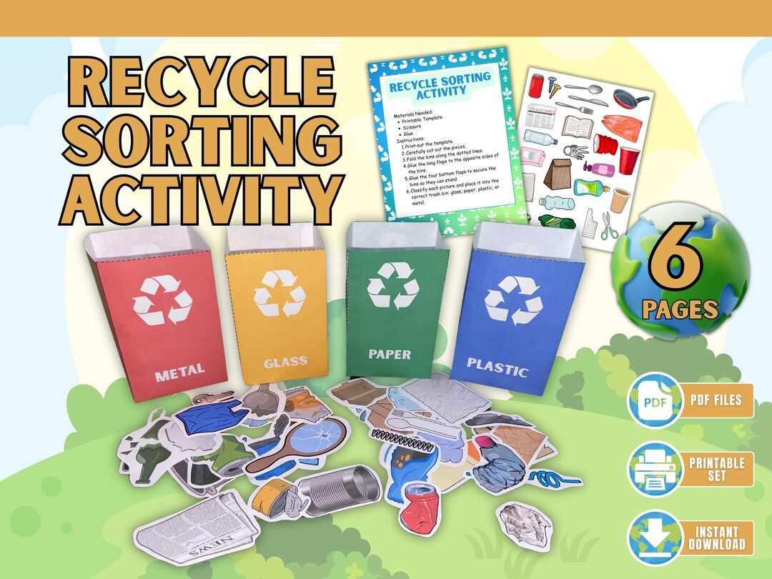 Recycle Sorting Activity, Earth Day Activity, Reduce Reuse Game, Trash ...