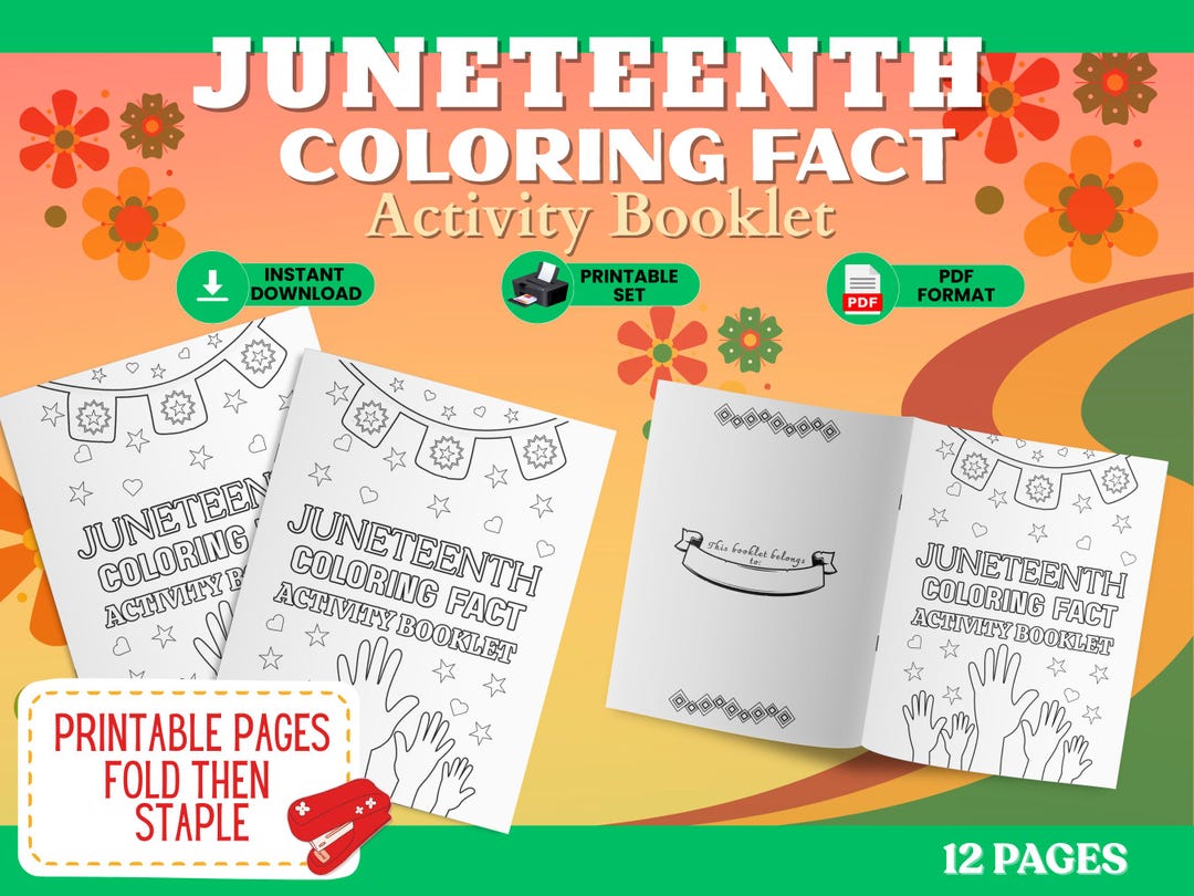 Juneteenth Coloring Fact Booklet, Printable Educational Activity PDF ...