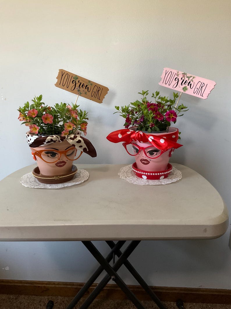 6 “ Terra Cotta Face Planter Pot - Etsy