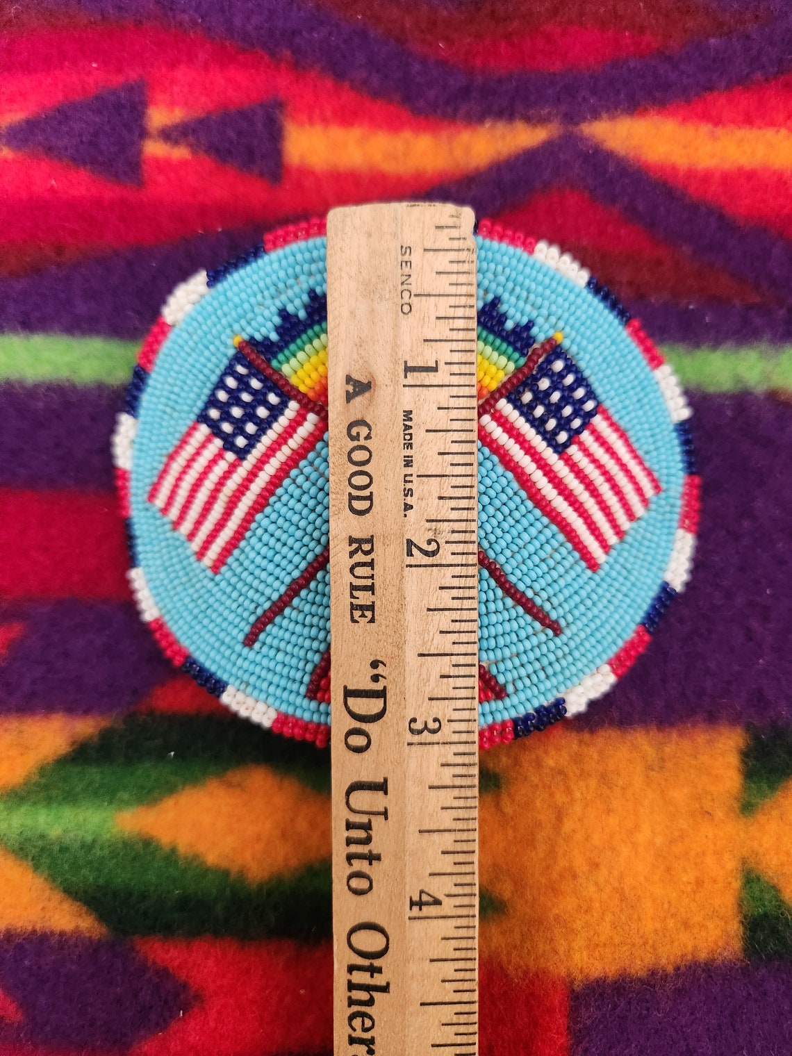 Large Vintage Beaded Barrette Tipi Flags Rainbow Powwow Regalia free ...