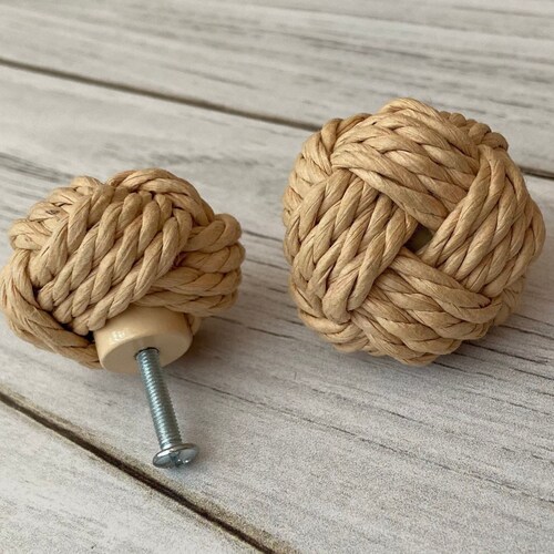 Oak Rattan Rope Handle Wicker Drawer Knobs Boho Cabinet - Etsy