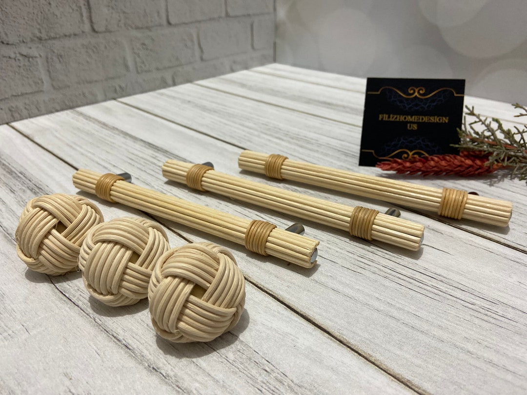 Rattan Handle Light Oak, Drawer Handles Colorful Knobs Handle Kitchen ...