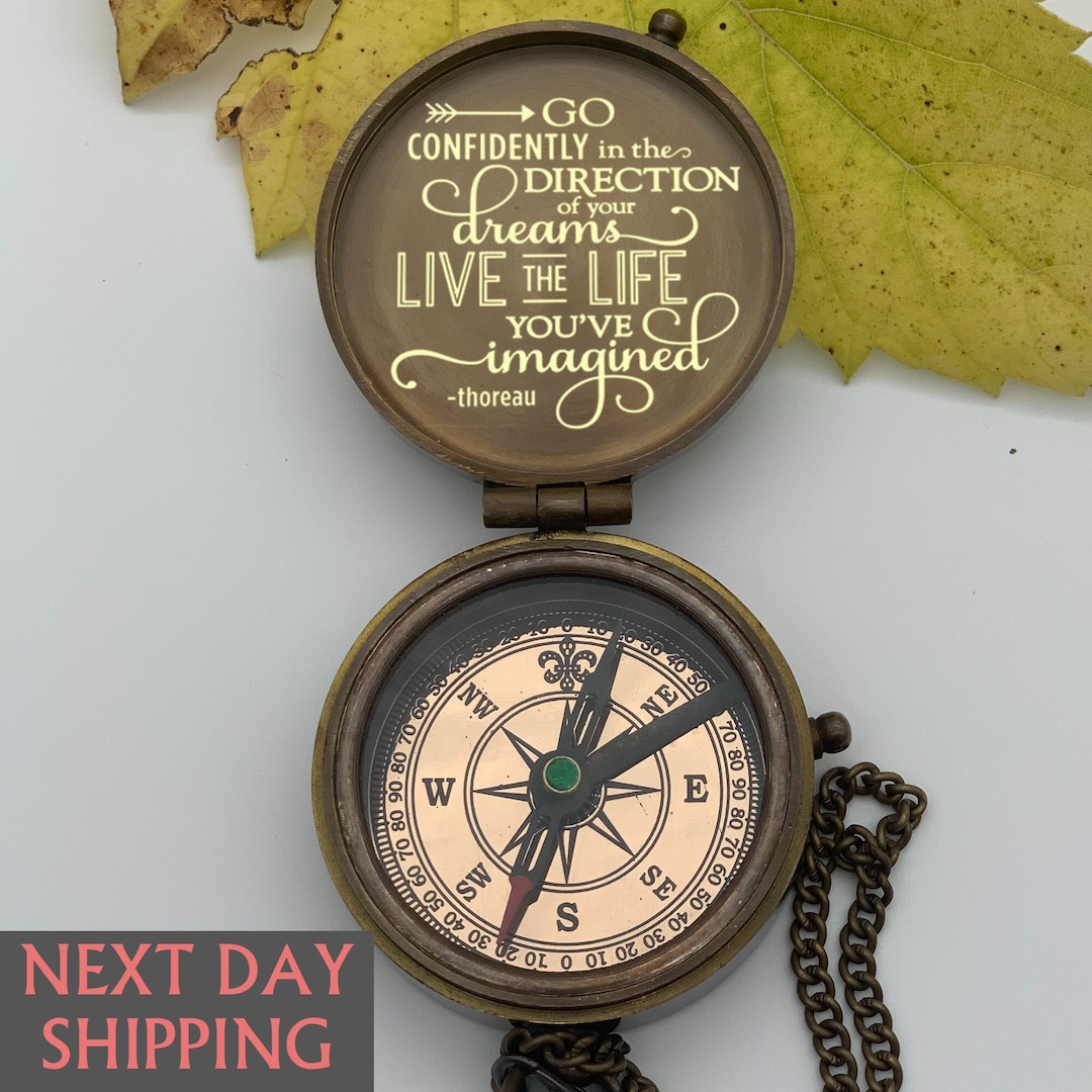 Engraved Compass, Go Confidently Quote, Inspirational Gift for Friend ...