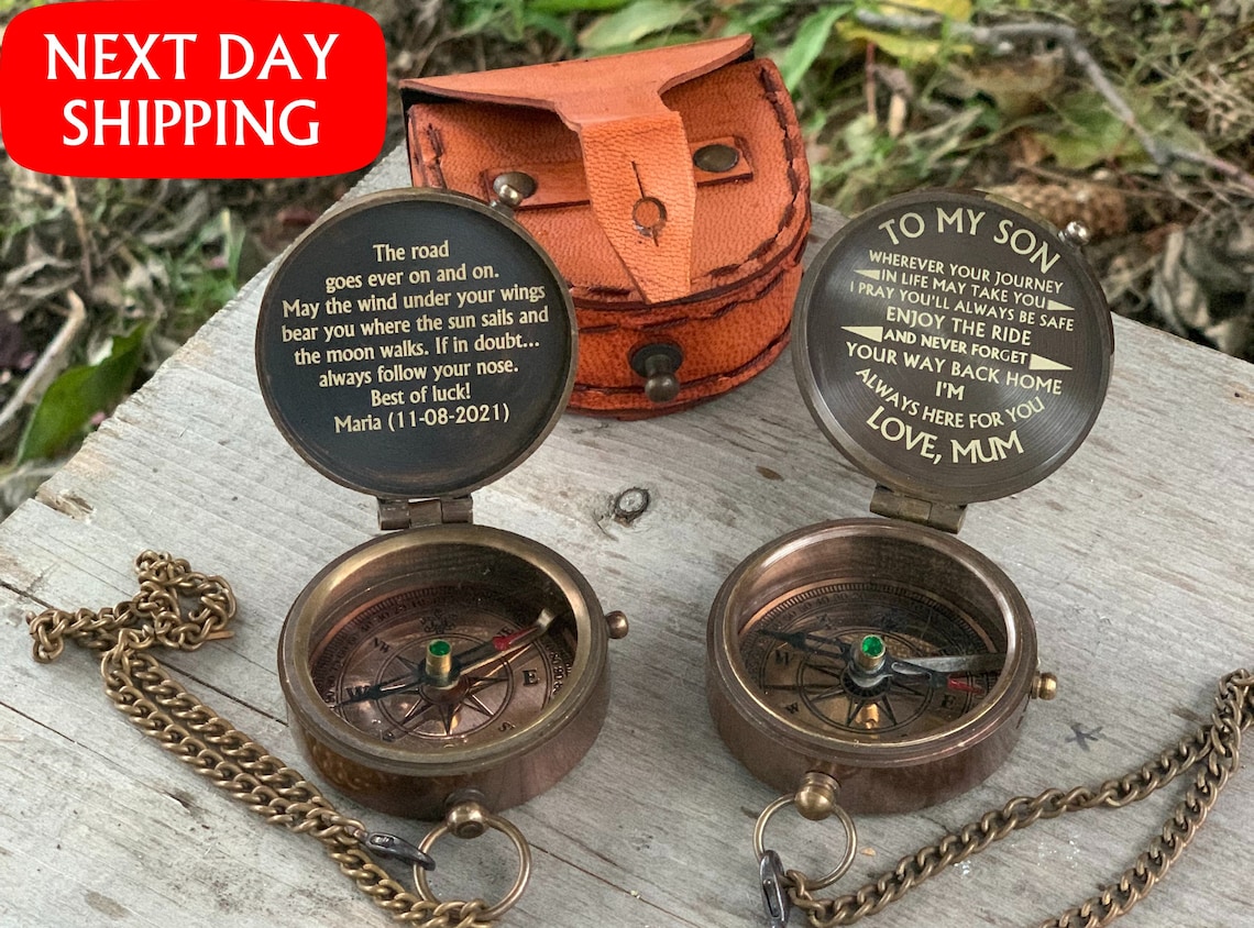 Engraved Compass, Go Confidently Quote, Inspirational Gift for Friend ...