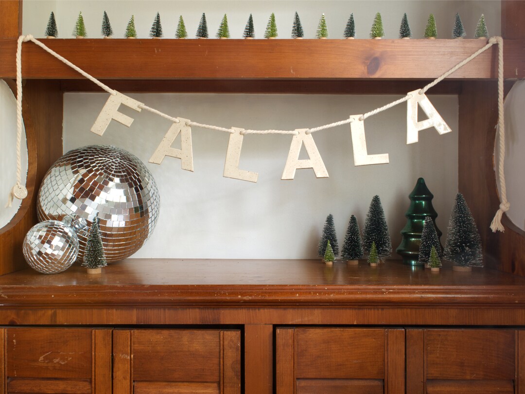 FA LA LA Garland Ceramic Handmade Farmhouse Christmas Neutral Christmas ...