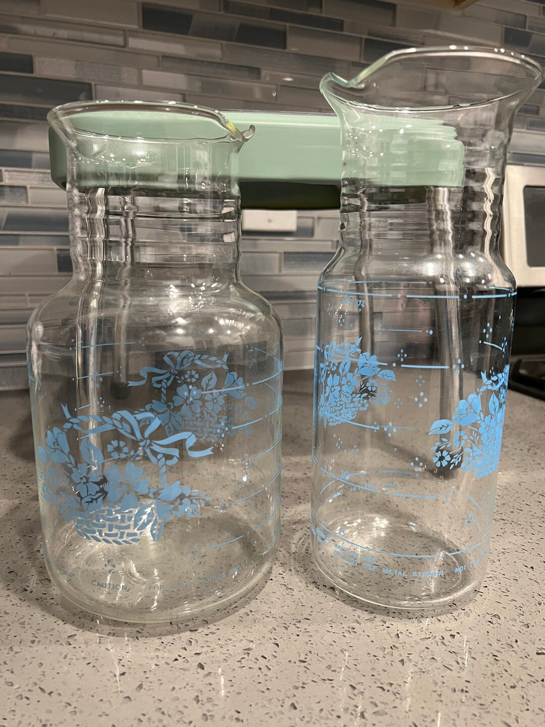 Pyrex Country Cornflower Blue Basket Carafe Set of 2 - Etsy