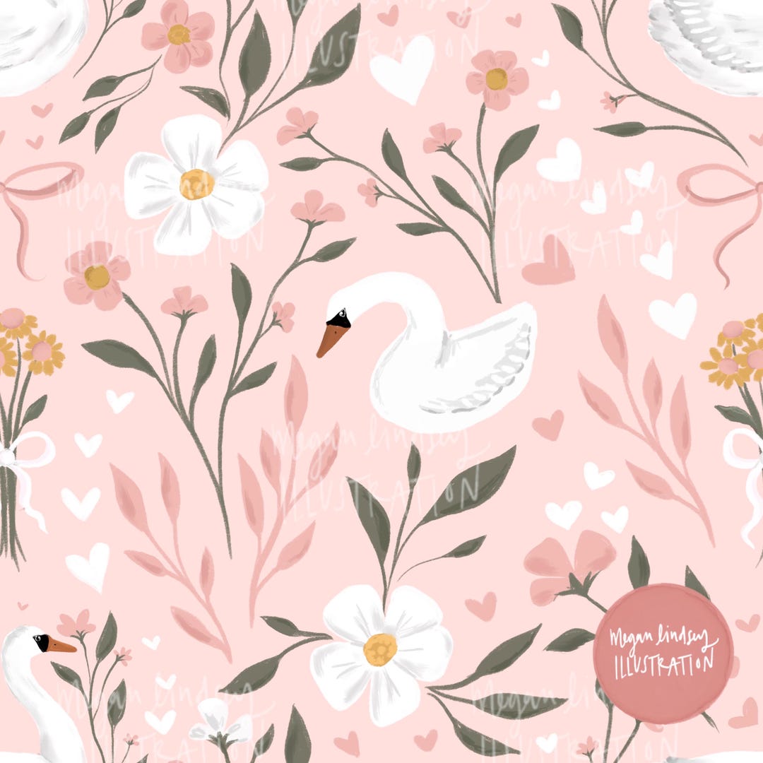 Love Birds Seamless Pattern DIGITAL FILE - Etsy