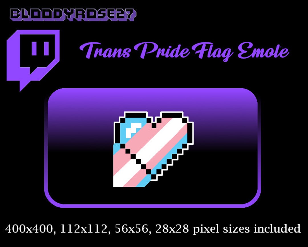 Pixel Heart Emote || Trans Pride || Twitch || Youtube - Etsy
