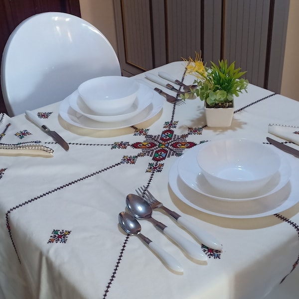Moroccan Embroidered Tablecloth - Etsy