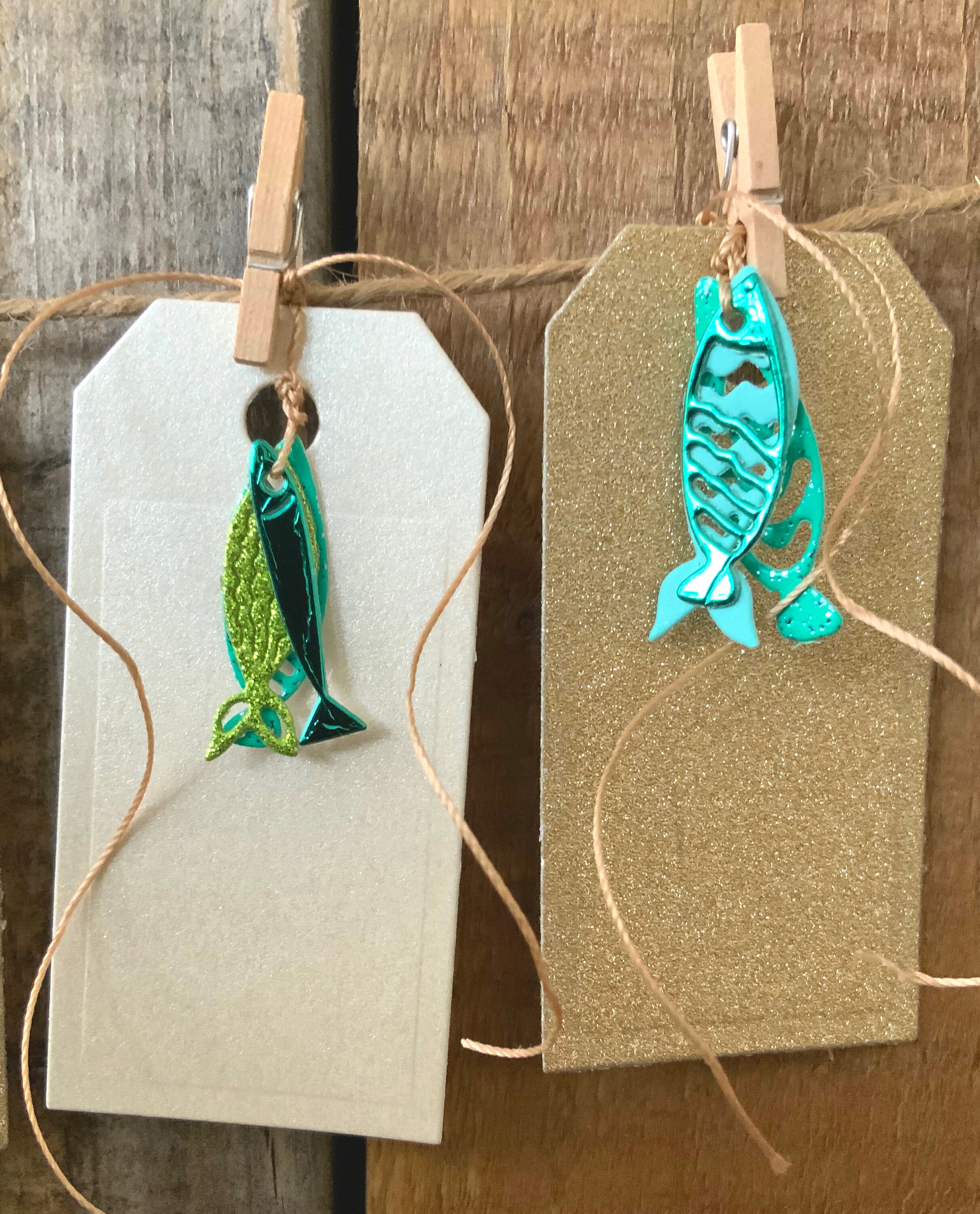 Fish Gift Tags: Glitter & Pearlised Ivory, Set of 6 - Etsy